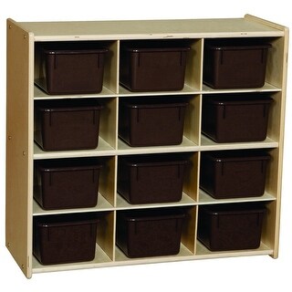 Contender 12 Compartment Storage Unit With Brown Bins, Cubby Organizer For Organizing Toys ...